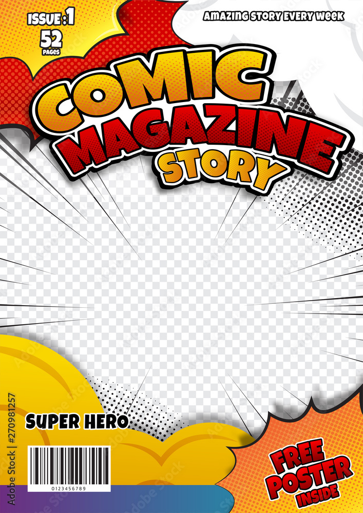 comic book page template design. Magazine cover Stock Vector | Adobe Stock