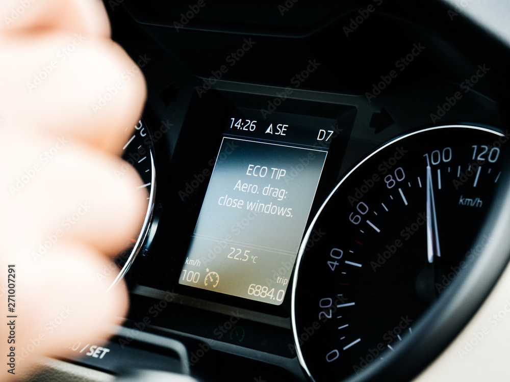 Intelligent modern car signal on the dashboard digital dot-matrix ...