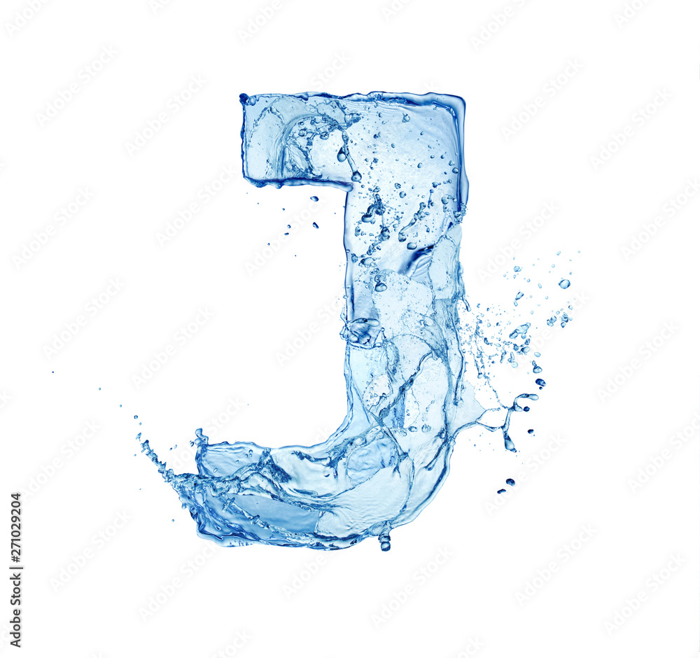 letter J made of water splash isolated on white background Stock Photo ...