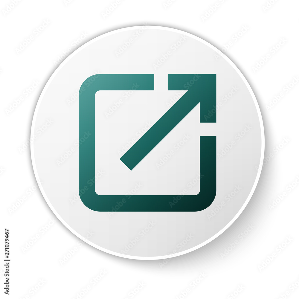 Green Open in new window icon isolated on white background. Open another tab button sign ...