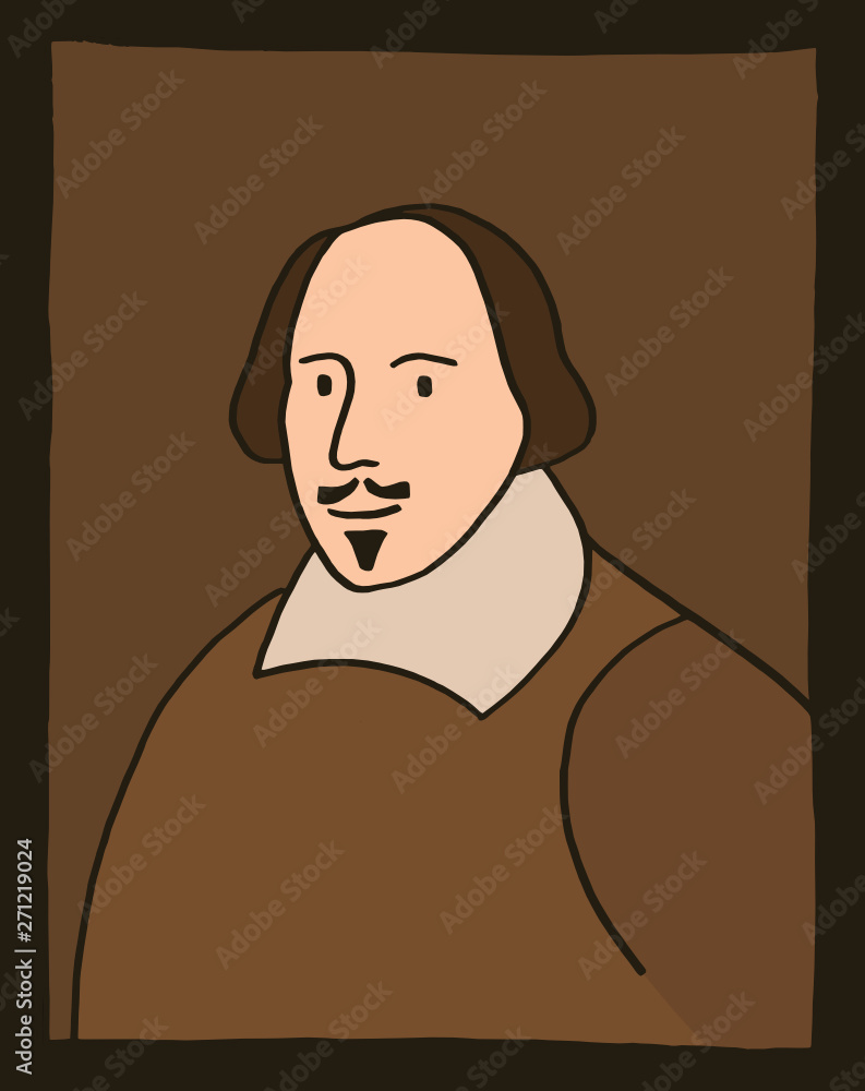 Vector cartoon style simple illustration of the famous english writer ...