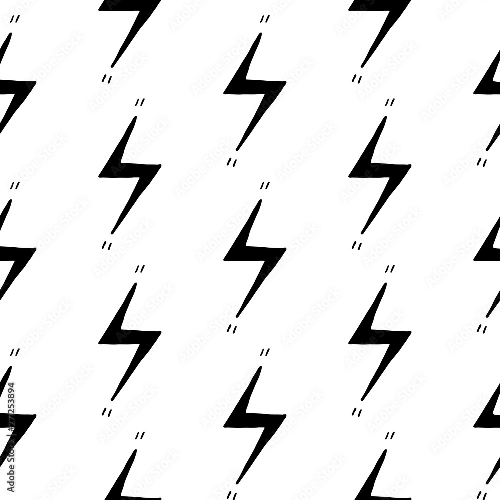 Vector de Stock Cute cartoon lightning background with hand drawn ...