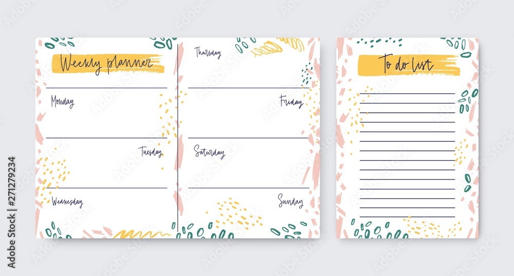 Collection of vertical weekly planner and to-do-list templates ...