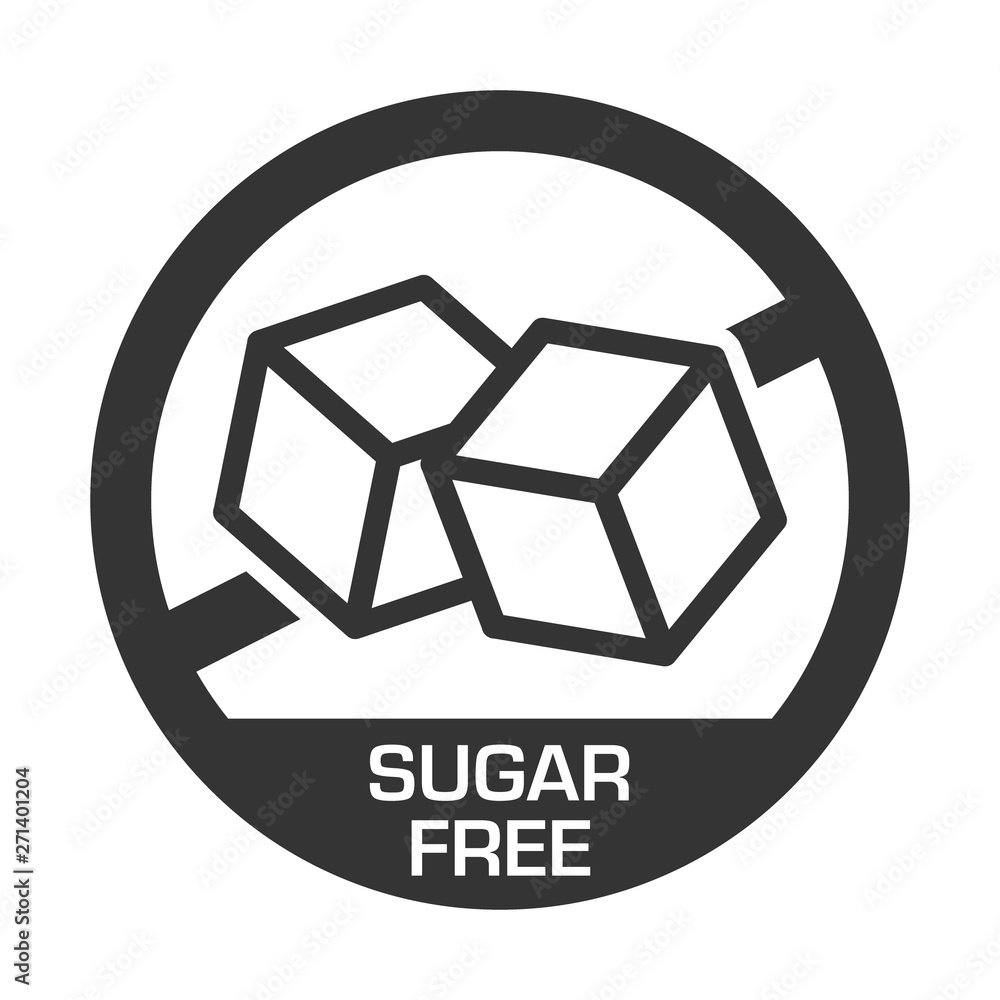 Sugar free label for no sugar added product package icon Stock Vector ...