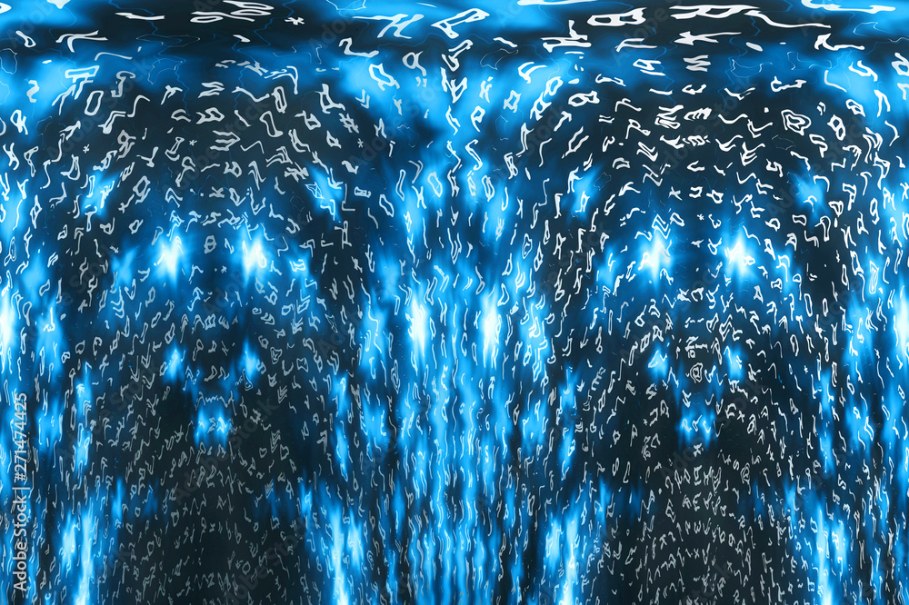 Blue matrix digital background. Distorted cyberspace concept ...