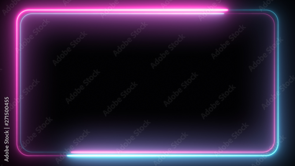 Abstract 3d illustration pattern of neon glowing ultraviolet lines ...