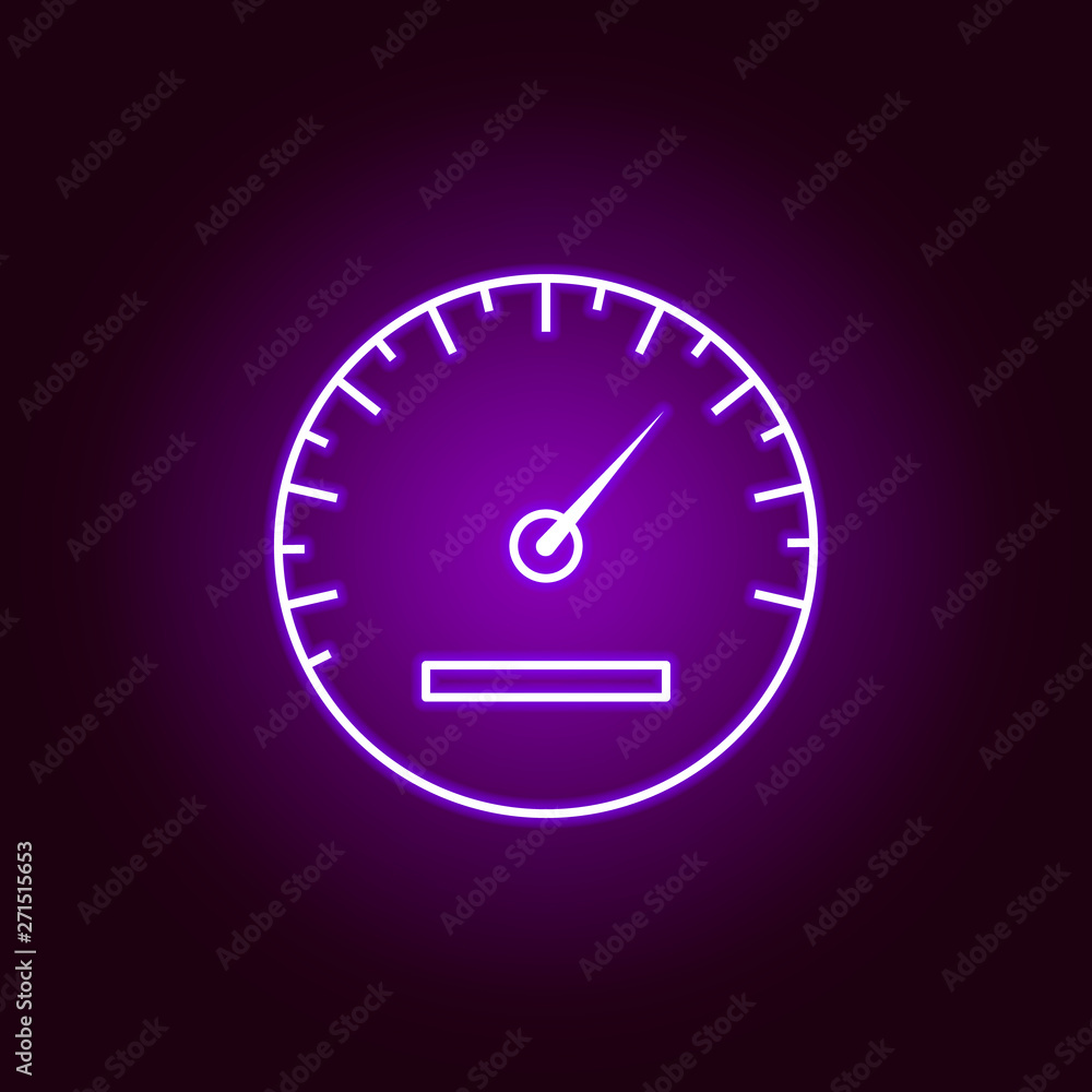 speedometer outline icon in neon style. Elements of car repair ...