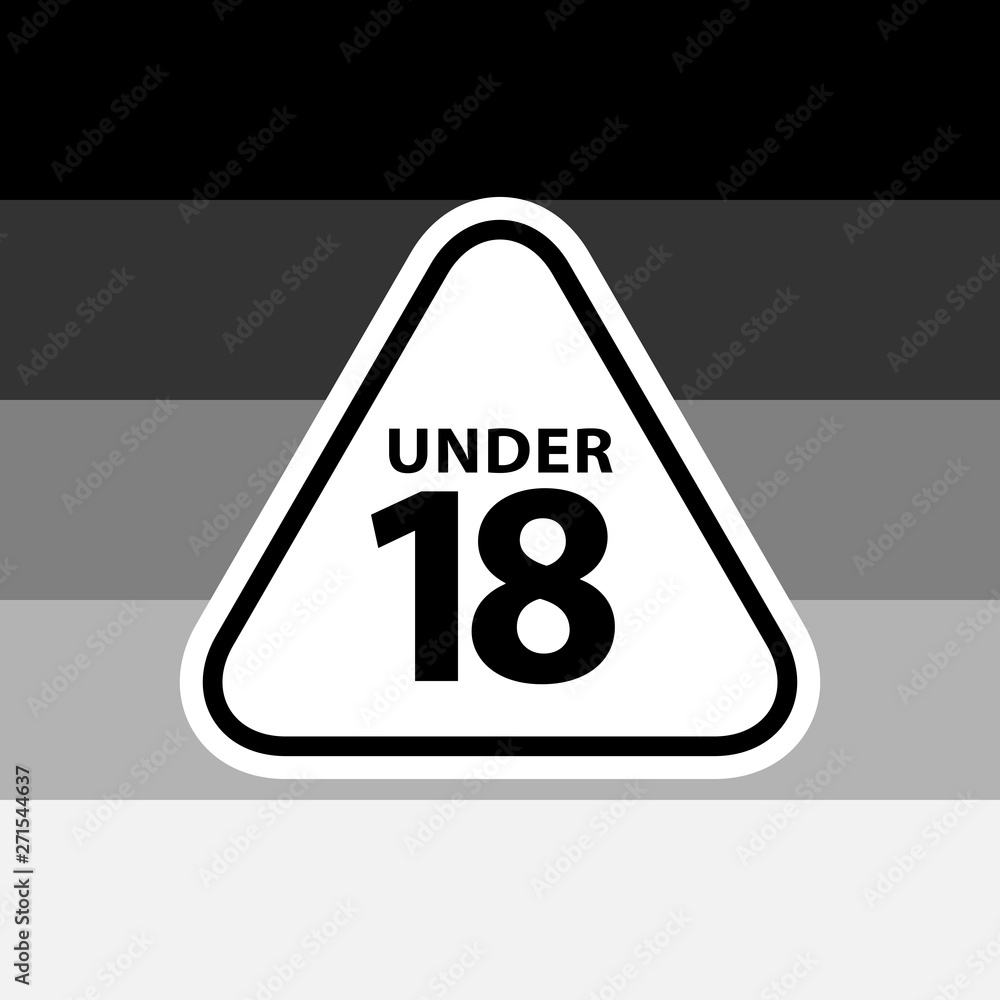 18 under sign warning symbol on the heterosexual pride flags background ...