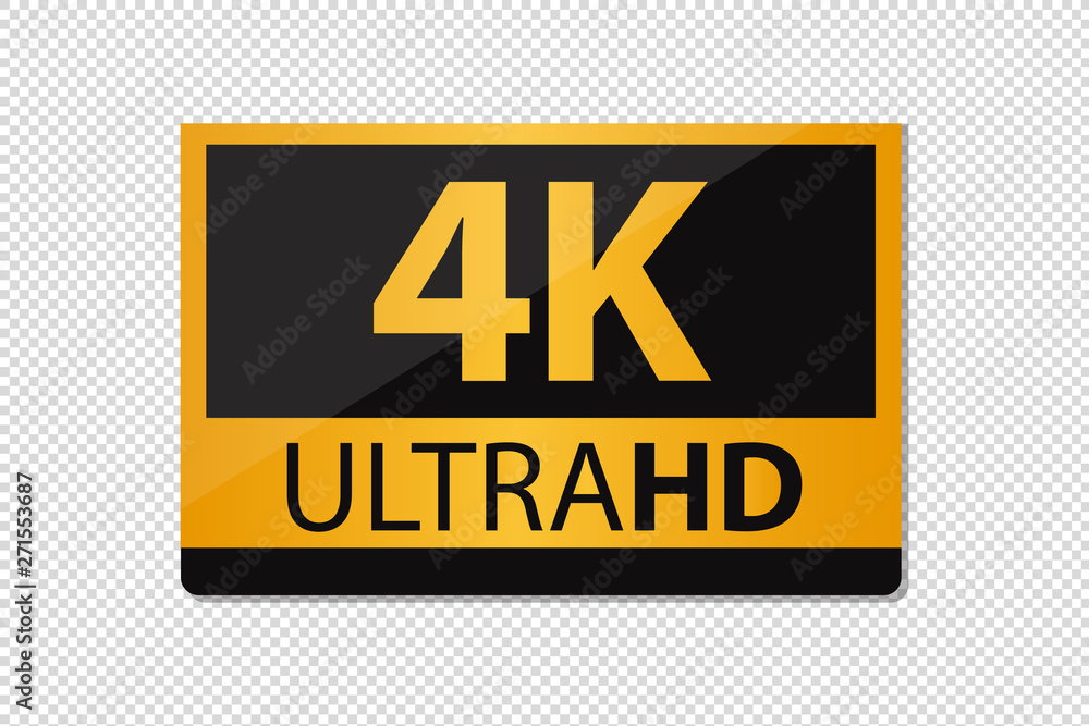 4K UltraHD Sticker Icon - Vector Illustration - Isolated On Transparent ...
