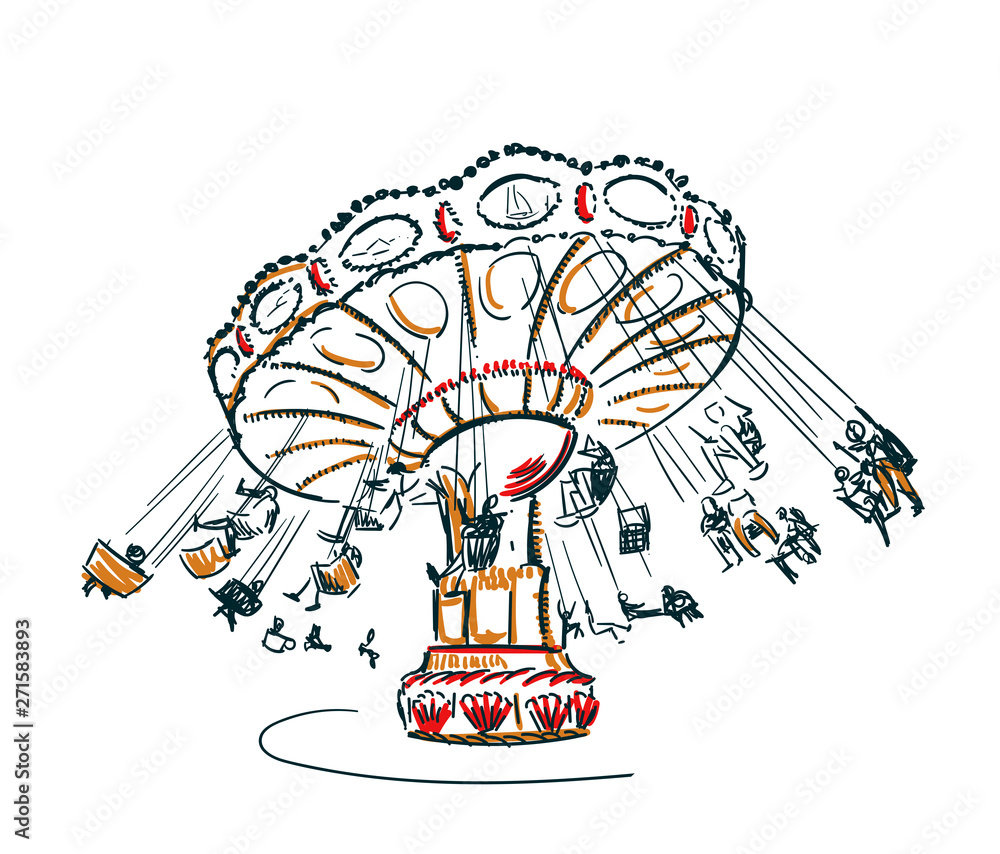 carousel vector sketch clip art isolated illustration Stock Vector ...