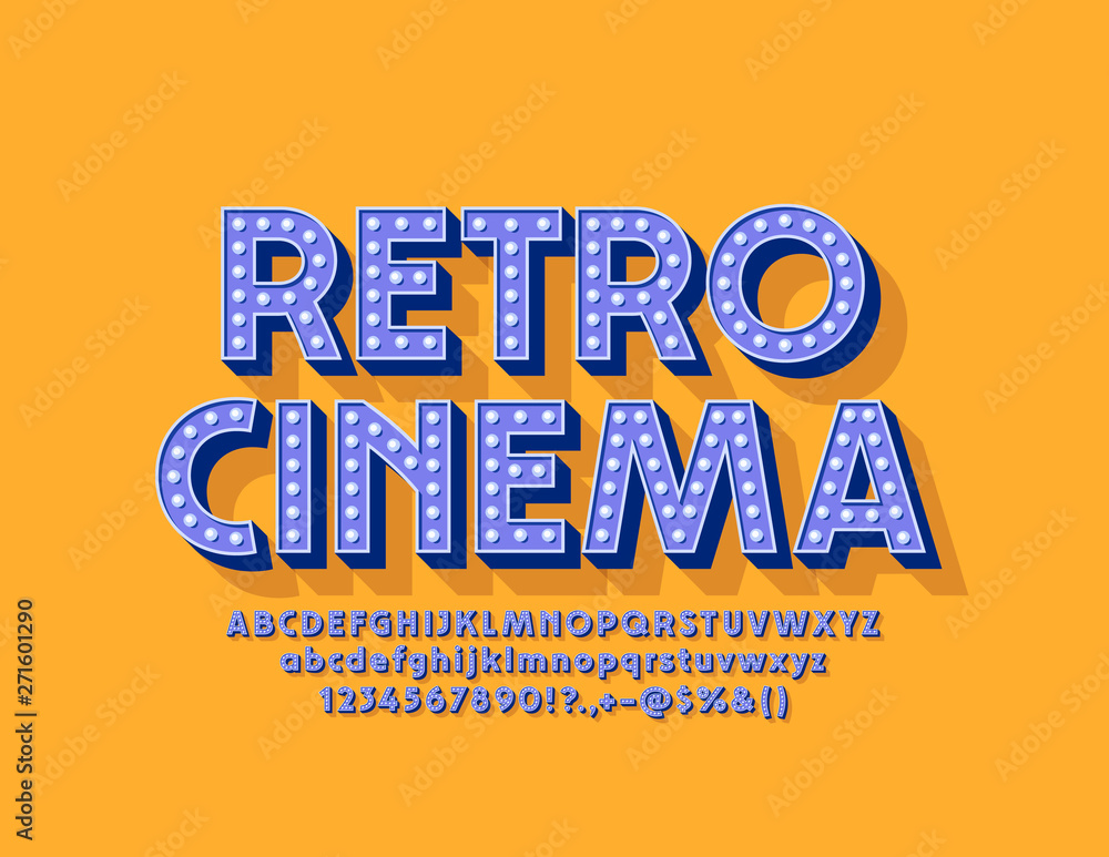 Image vectorielle Stock Vector bright poster Retro Cinema. Blue Font ...