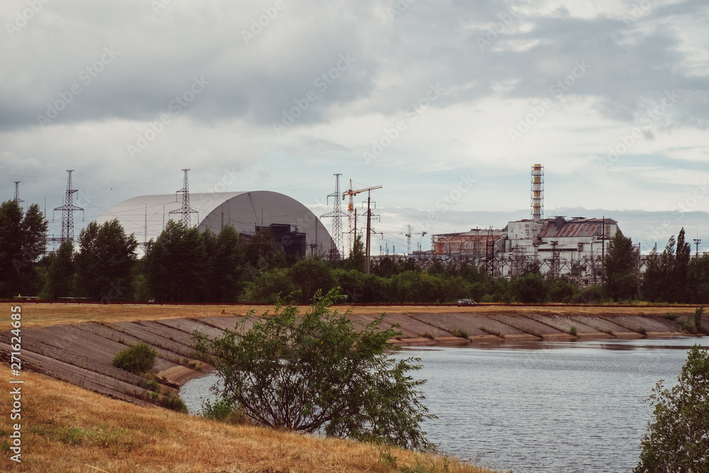 Chernobyl Nuclear Power Plant after atomic reactor explosion. Destroyed ...