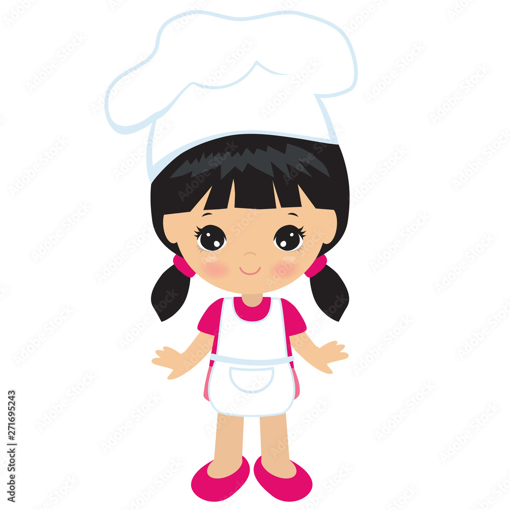 Girl chef vector cartoon illustration Stock Vector | Adobe Stock