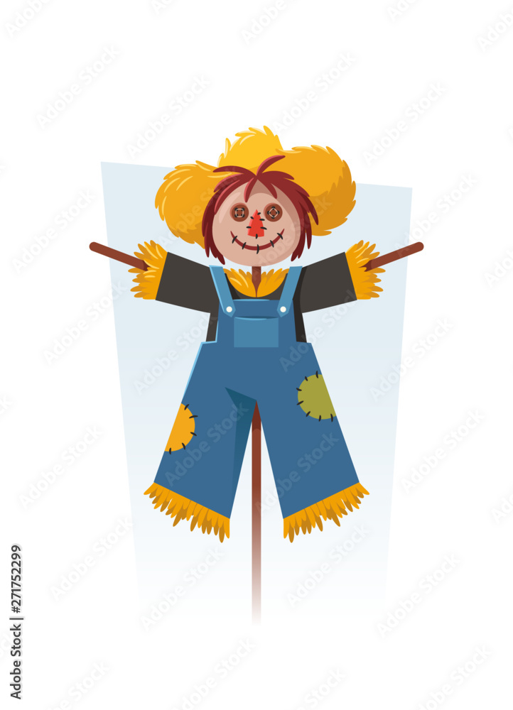 Funny Cartoon Scarecrow. Vector Illustration Stock Vector | Adobe Stock
