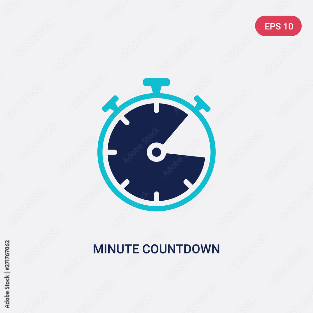 two color minute countdown vector icon from electronic stuff fill ...