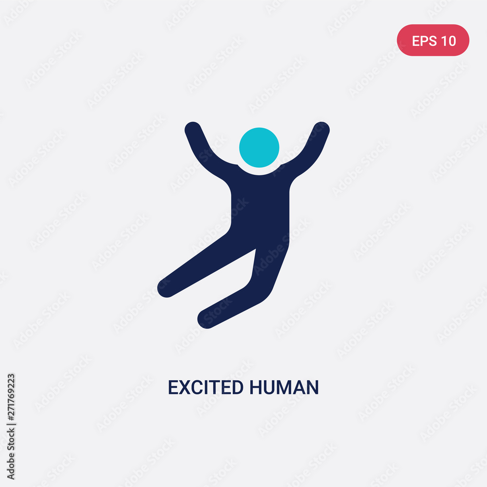 two color excited human vector icon from feelings concept. isolated ...