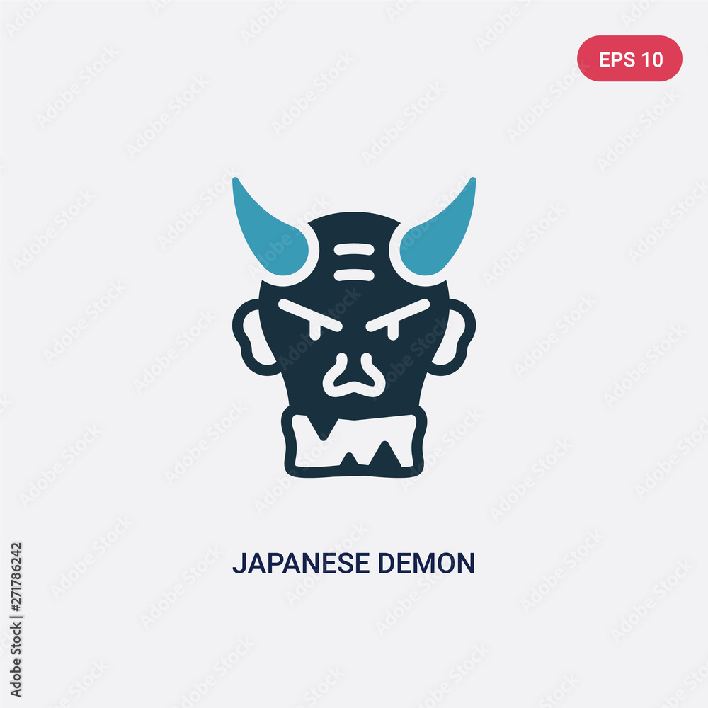 two color japanese demon vector icon from other concept. isolated blue ...