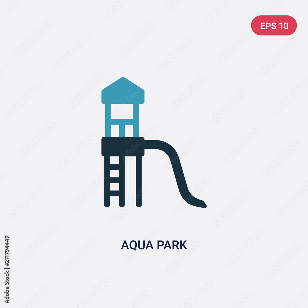 two color aqua park vector icon from summer concept. isolated blue aqua ...