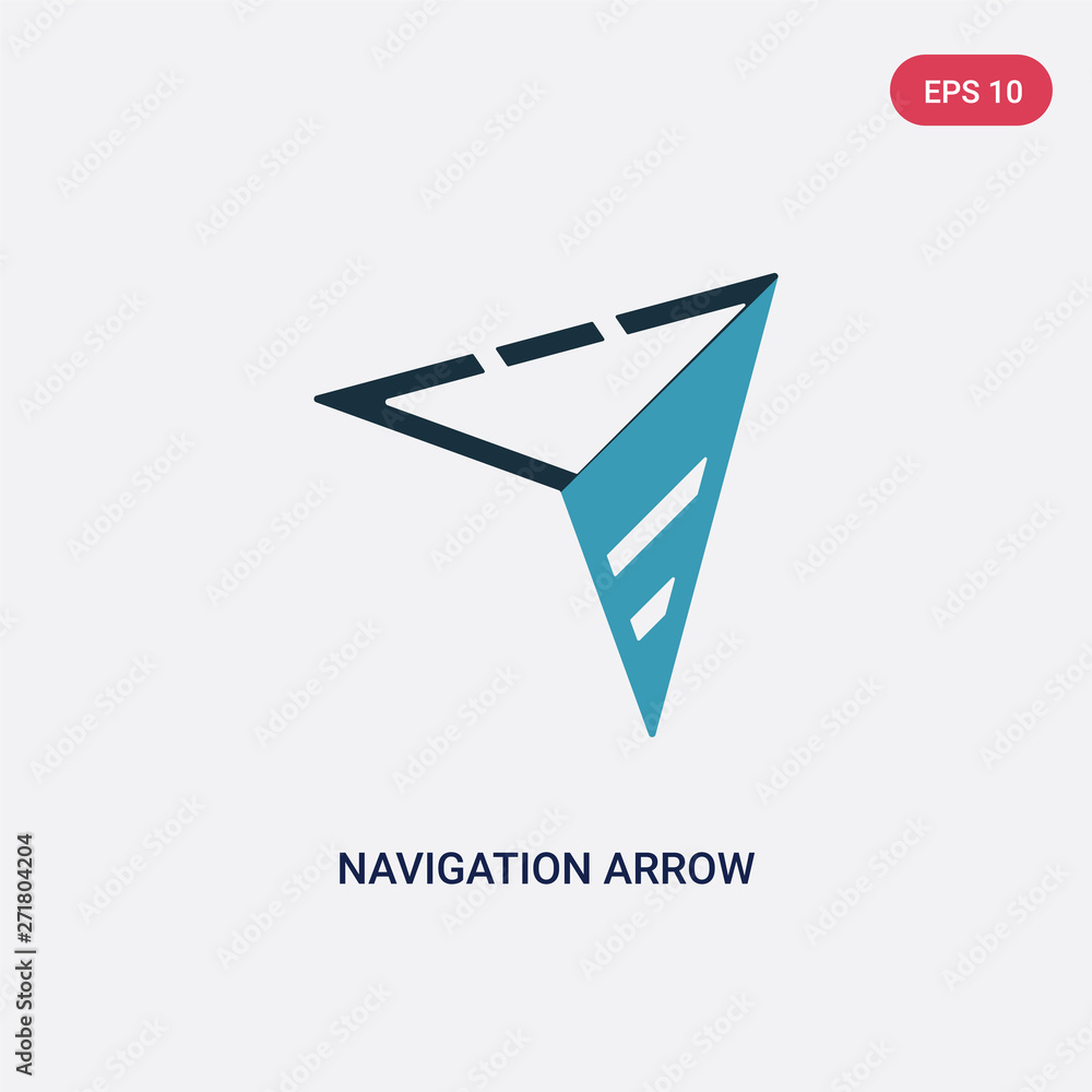 two color navigation arrow vector icon from user interface concept. isolated blue navigation ...