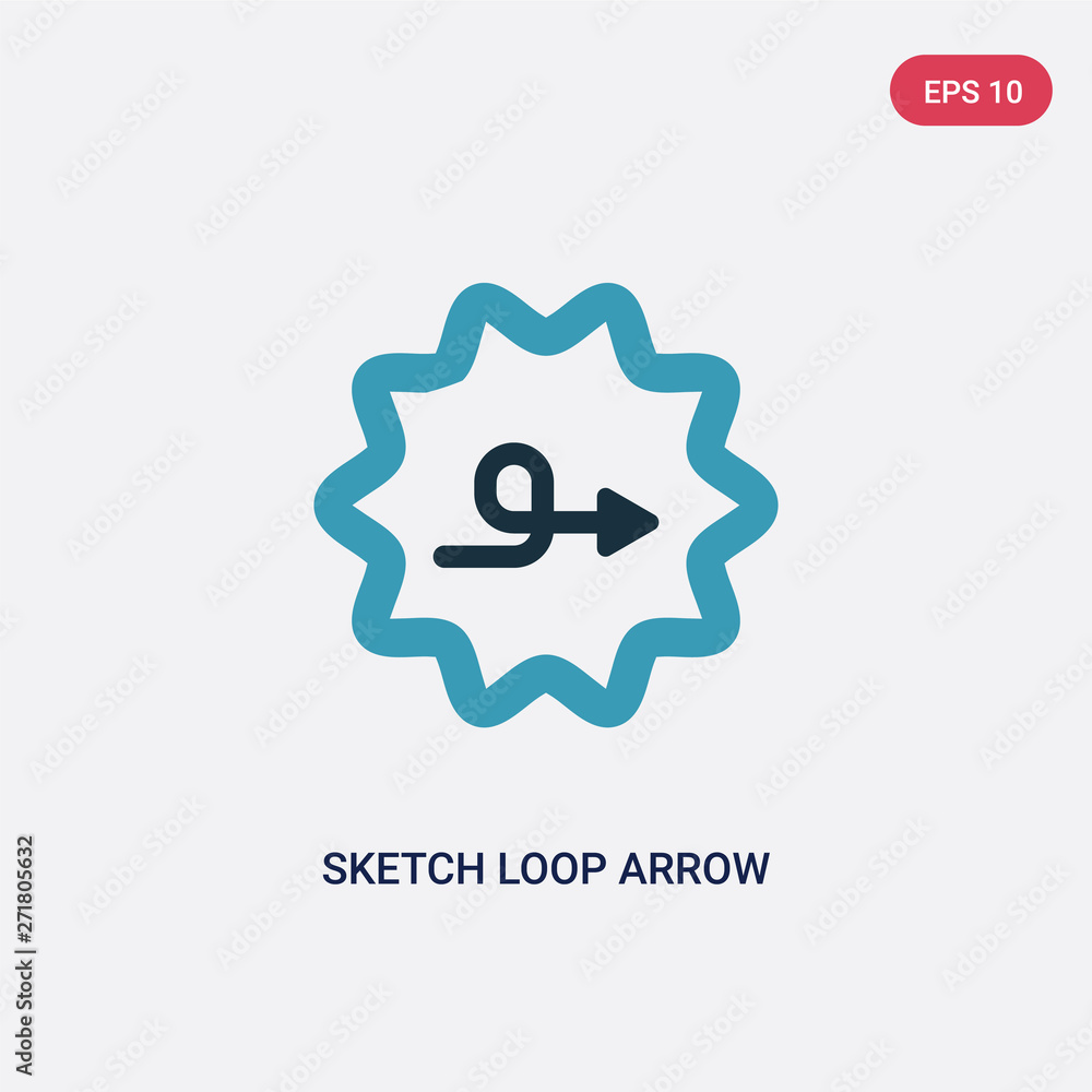 two color sketch loop arrow vector icon from user interface concept. isolated blue sketch loop ...