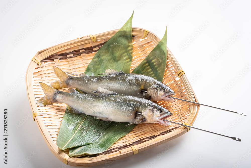 Ayu, salted japanese sweet fish with skewer の Stock フォト | Adobe Stock