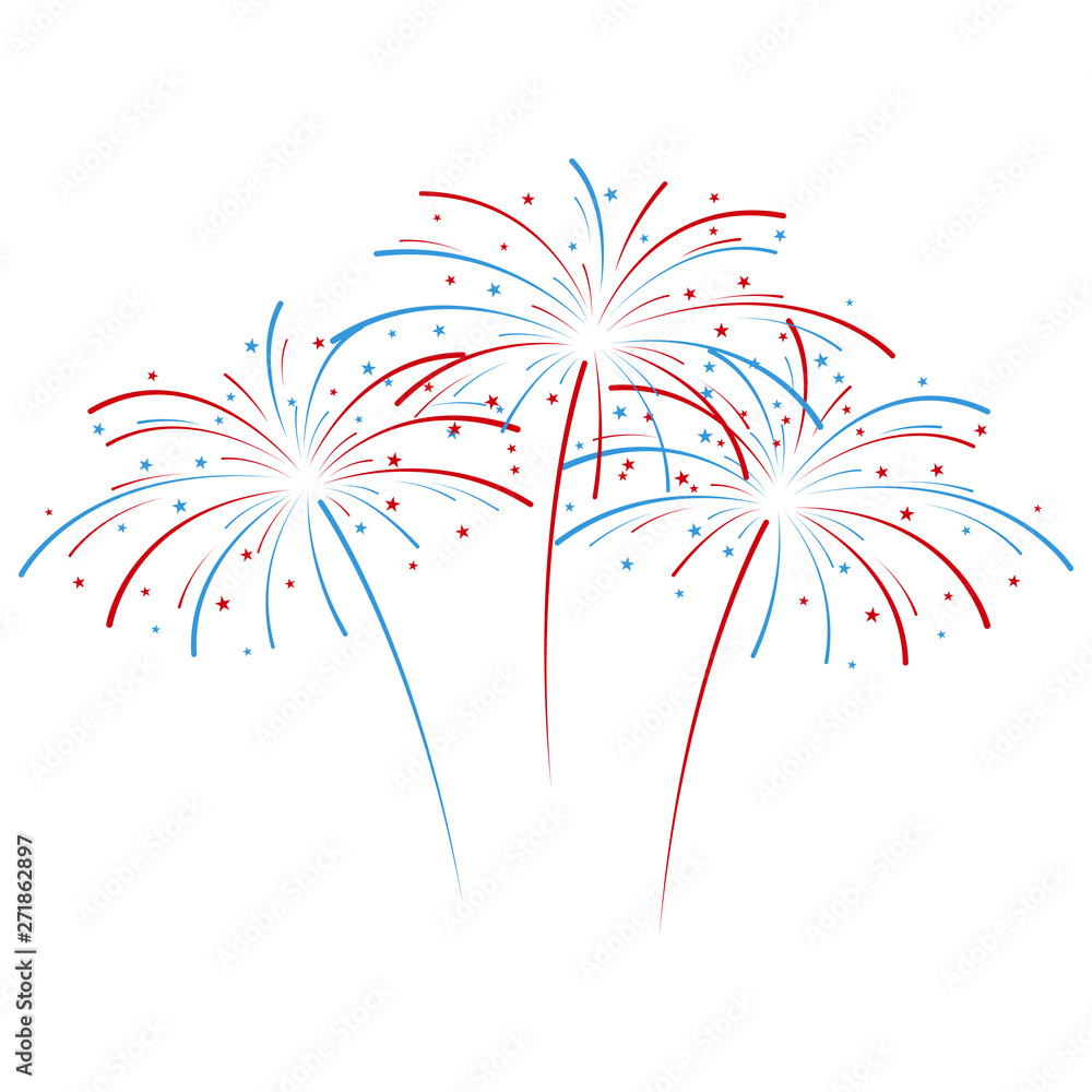 Exploding fireworks in national American colors. Vector Stock Vector ...