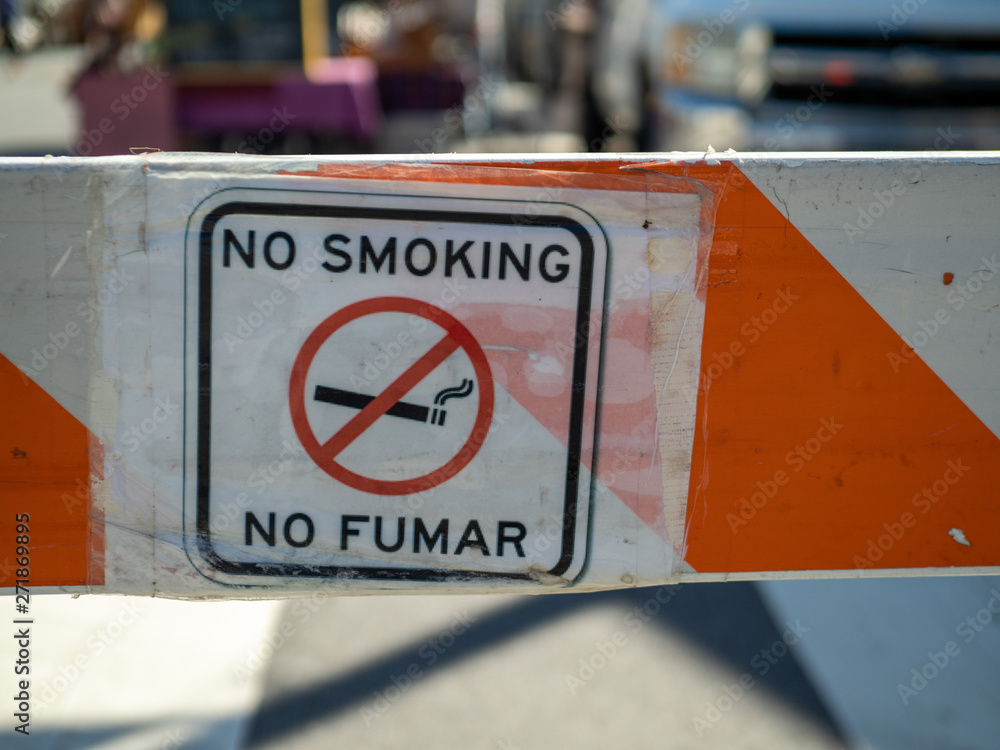 No fumar no smoking sign symbol sign on barricade Stock Photo | Adobe Stock