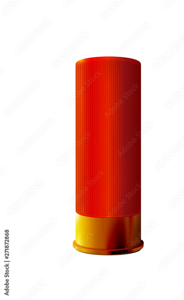 3d red hunting rifle cartridge, isolated. Realistic Gold or brass on ...