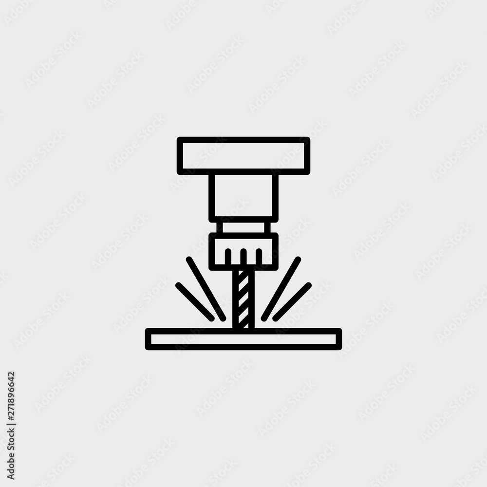CNC milling machine spindle. Vector outline icon milling tool. Stock ...