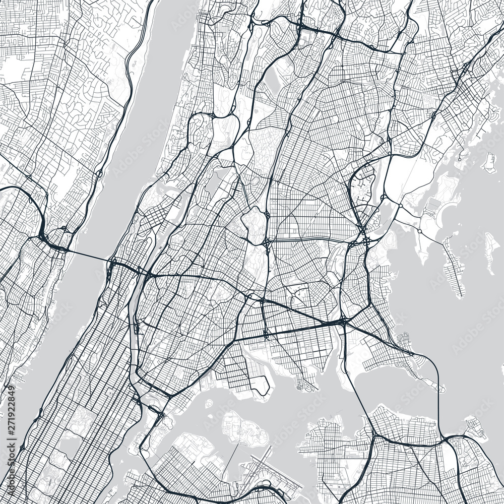 The Bronx map. Light map of The Bronx borough (New York, United States ...