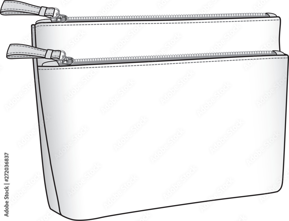 cosmetic bag, daily zip pouch vector illustration sketch template Stock ...
