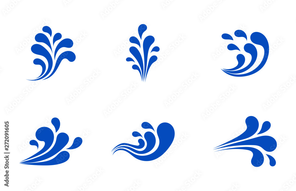 water splash icon or logo Isolated on white background. Cartoon style ...
