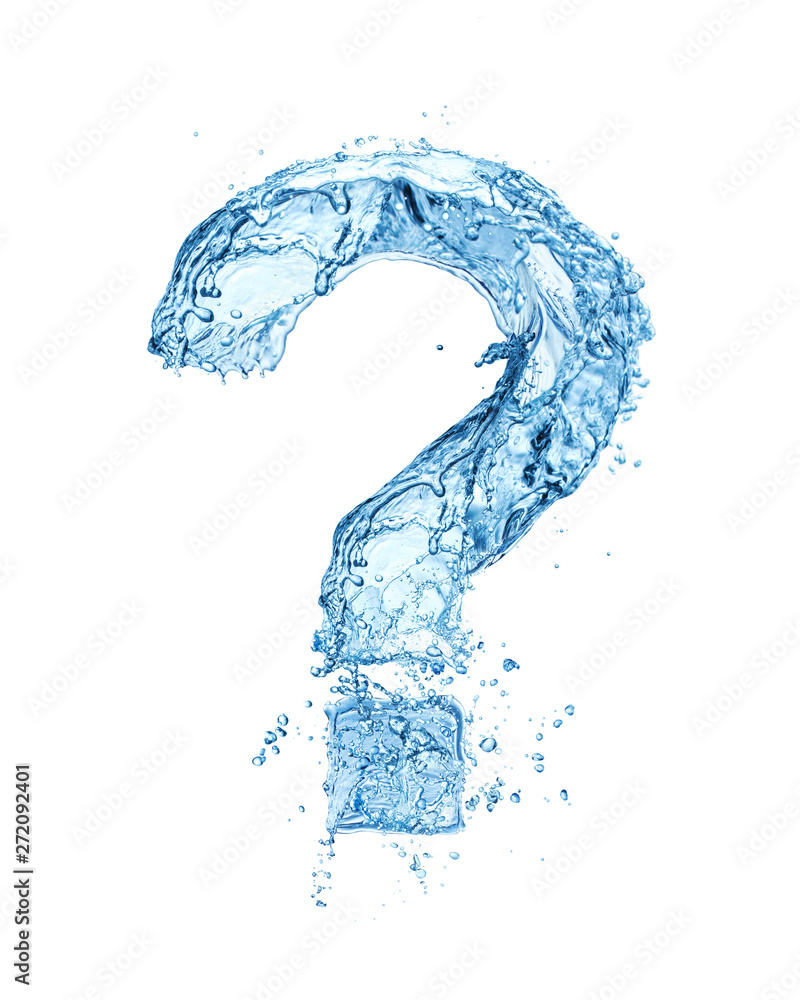 question mark made of water splash isolated on white background Stock ...