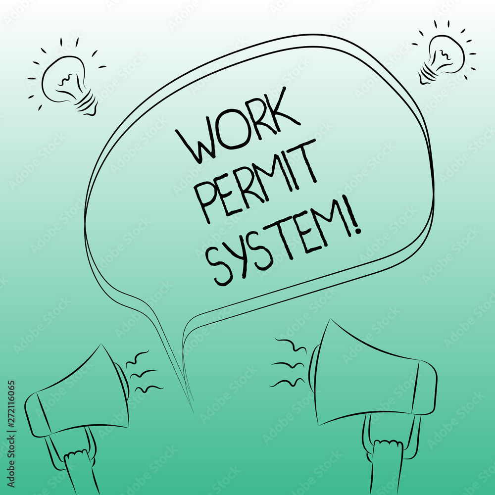 Handwriting text writing Work Permit System. Concept meaning formal ...