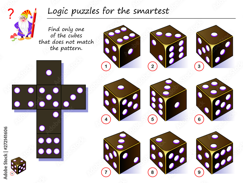 Vector de Stock Logic puzzle game for smartest. Need to find only one ...