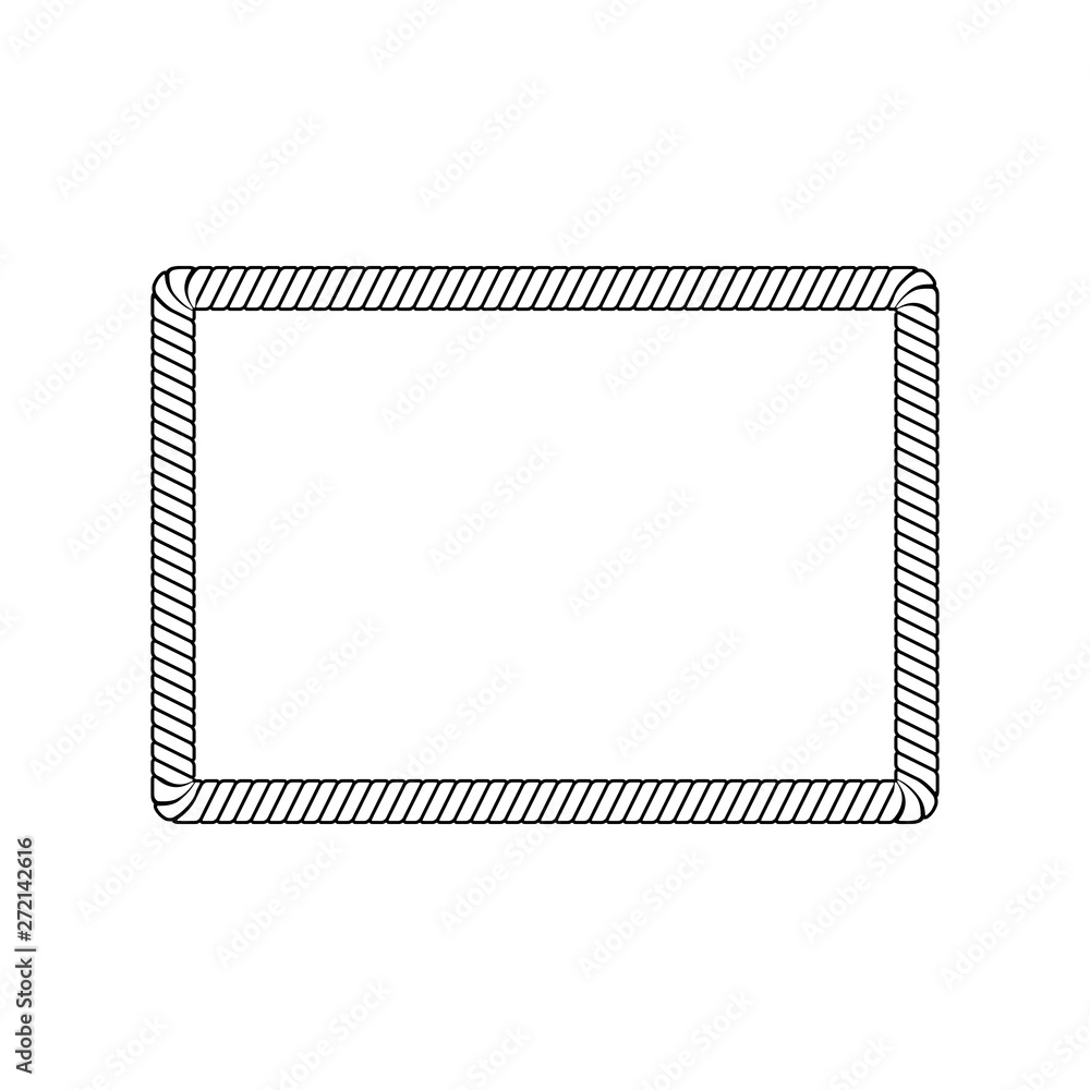 Rectangle rope frame with rounded corners in outline sketch style Stock ...