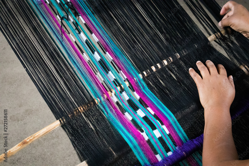 Mayan Woman Weaving on Traditional Belt-Loom in Guatemala Stock Photo ...