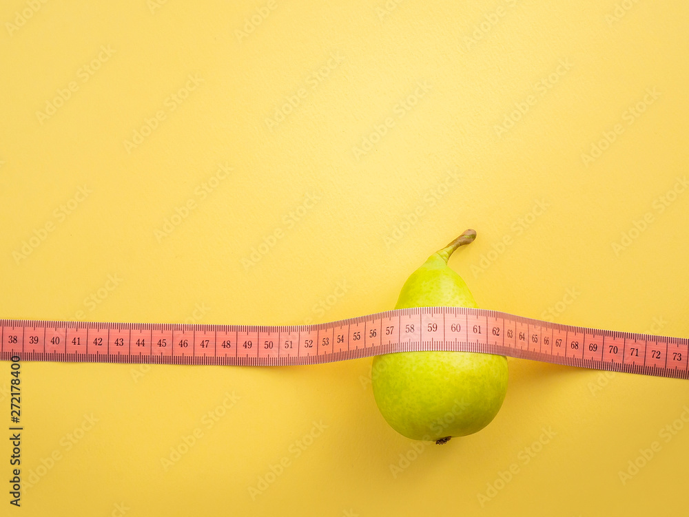 Diet, healthy eating, food and weigh loss concept. Measuring tape and ...