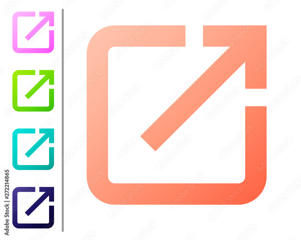 Coral Open in new window icon isolated on white background. Open another tab button sign ...