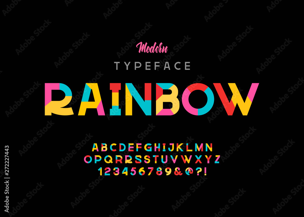Vector of modern vibrant font and alphabet. Stock Vector | Adobe Stock