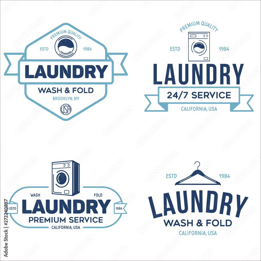 Set of labels or logos for laundry service. Vector emblems and design ...