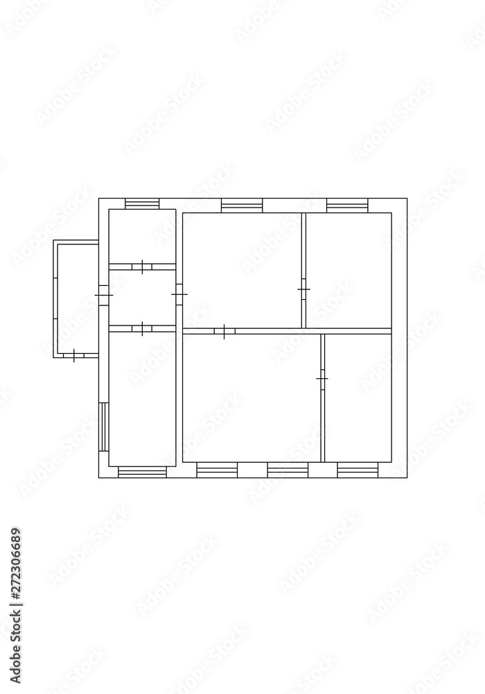 2d floor plan. Black&white floor plan. Floorplan Stock Illustration | Adobe Stock