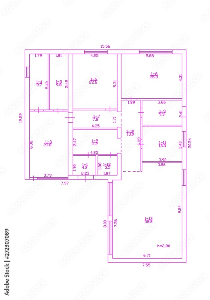 2d floor plan. Black&white floor plan. Floorplan Stock Illustration ...