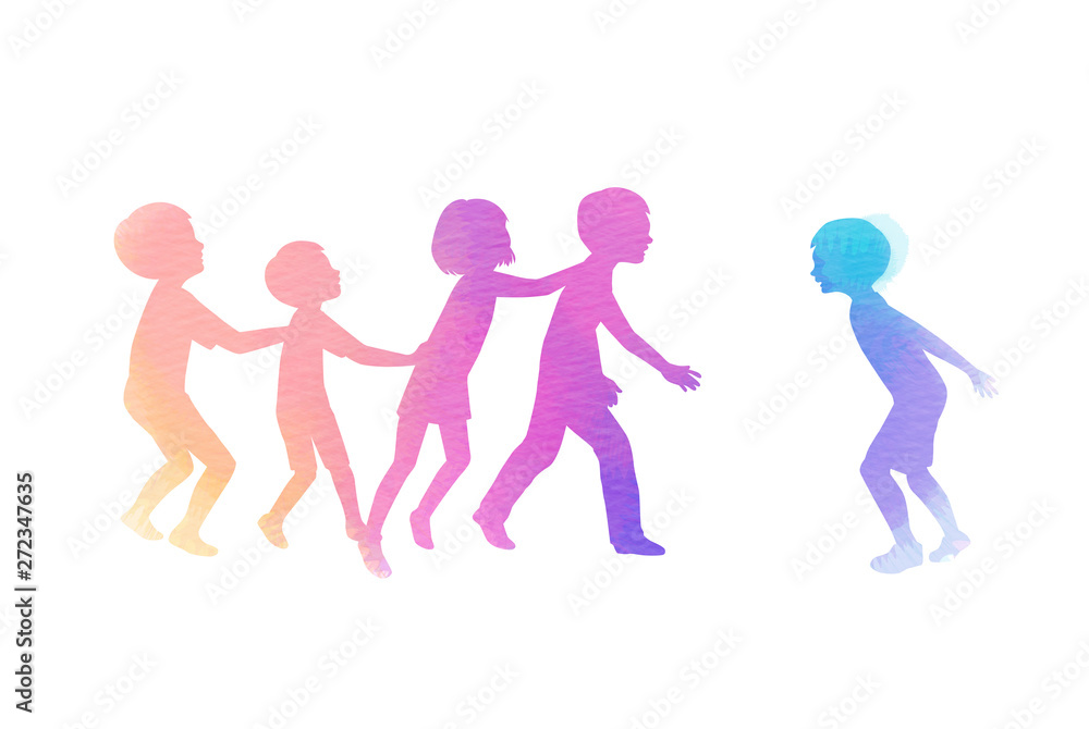 Watercolor of happy kids playing together . Happy children's day. Stock ...