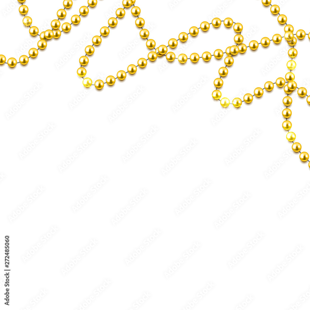 Decorative frame with shiny realistic gold beads, jewelry, vector ...