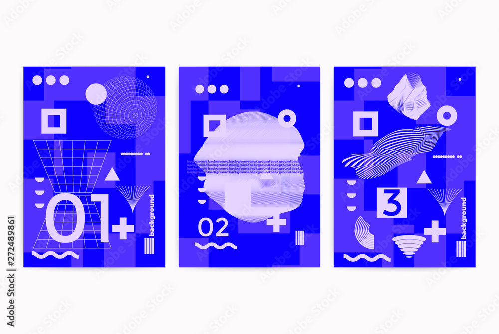 Posters set with geometric shapes composition Stock Vector | Adobe Stock