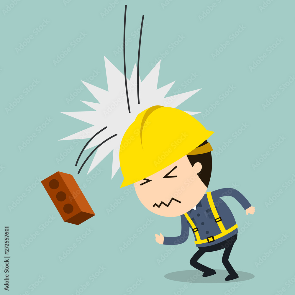 เวกเตอร์ Stock Collision with falling brick, Vector illustration ...
