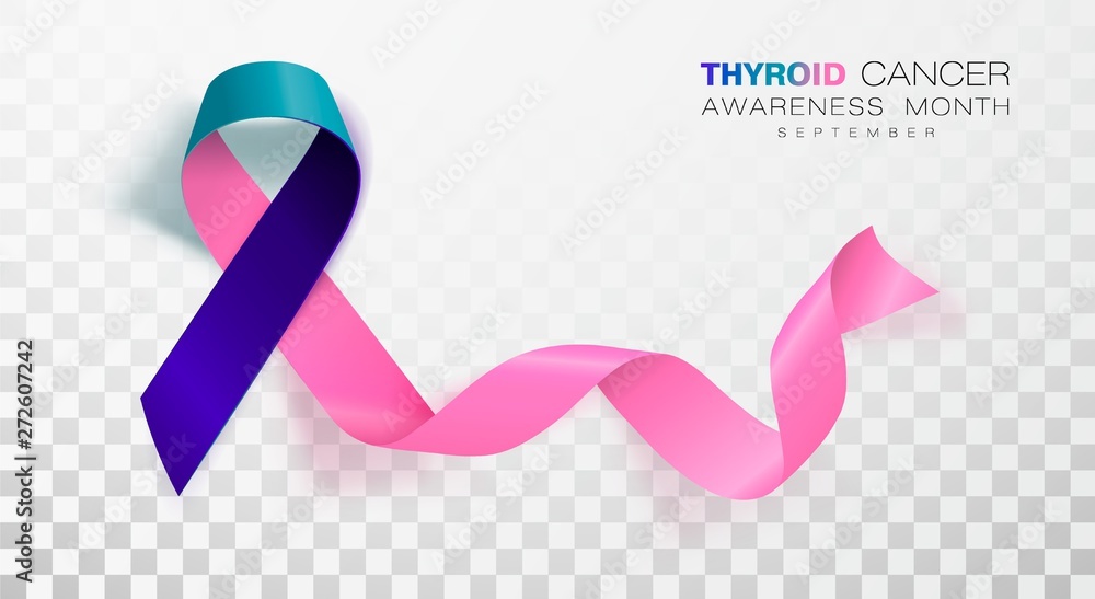 Thyroid Cancer Awareness Month. Teal and Pink and Blue Color Ribbon ...