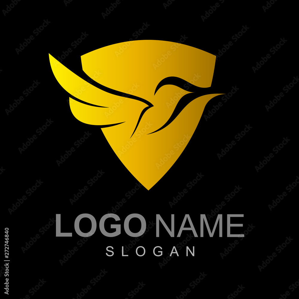 bird logo and shield with simple look, logo ready to use Stock Vector ...