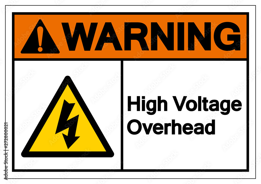 Warning High Voltage Overhead Symbol Sign, Vector Illustration, Isolate ...